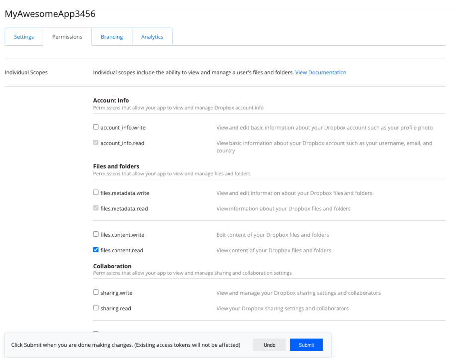 How To create a DropBox App Key - Zero Codes Docs