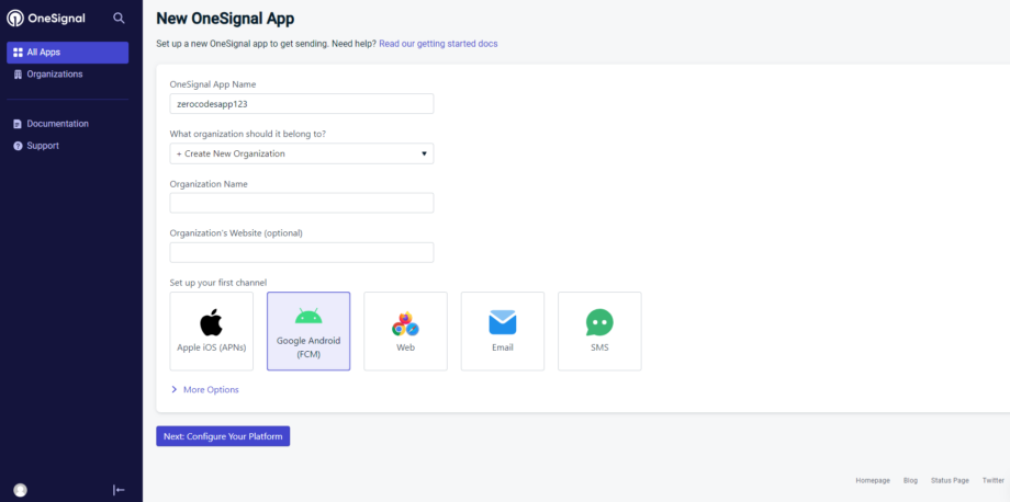 OneSignal Push Configuration - Zero Codes Docs